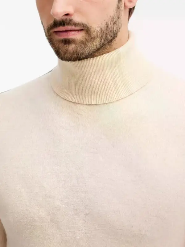 Sisley Cream Ribbed Knit Roll-neck Sweater