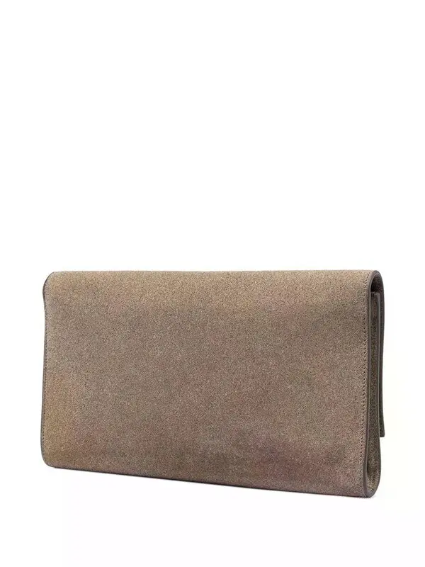 Saint Laurent 2000-2010 Large Stitched Suede Monogram Belle De Jour Clutch Bag