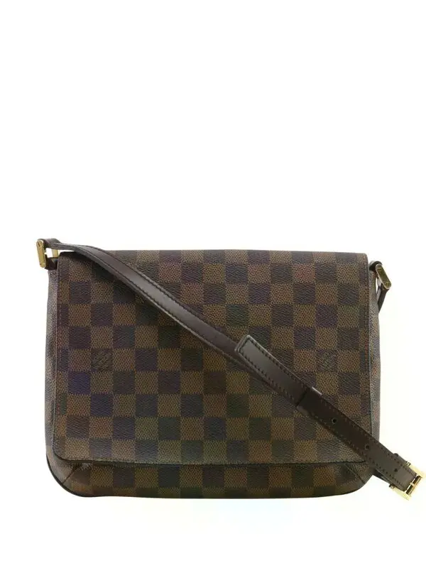 LOUIS VUITTON Damier Ebene Musette Tango Crossbody Bag - Brown