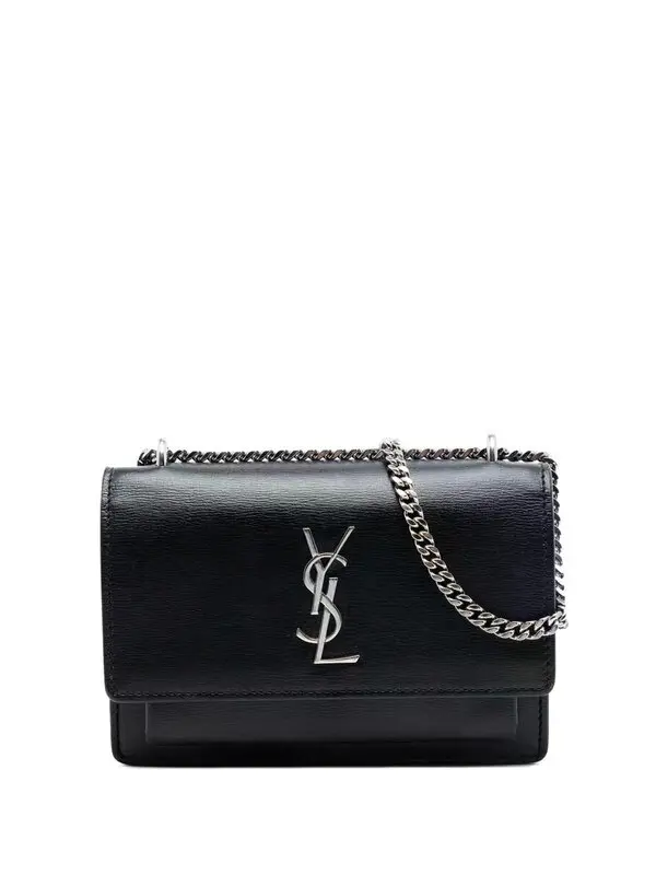 Saint Laurent Mini Calfskin Monogram Sunset Wallet On Chain Crossbody Bag - Black