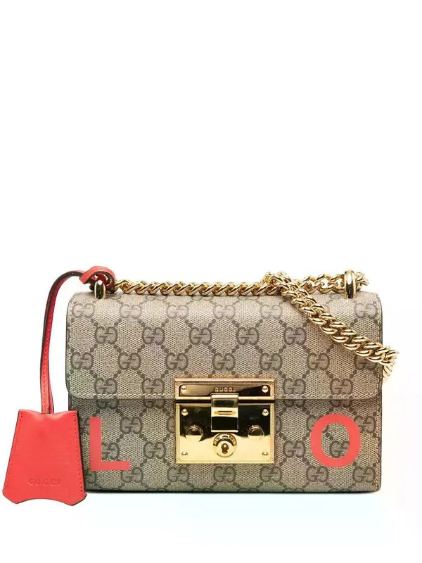 Gucci Small Gg Supreme Love Padlock Crossbody Shoulder Bag