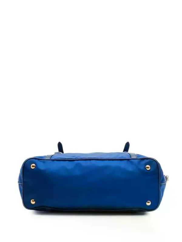 Prada Saffiano Leather Trimmed Tessuto Zip Top Convertible Tote Satchel