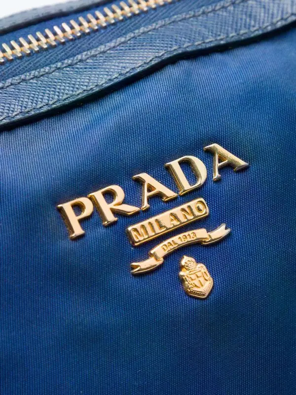 Prada Saffiano Leather Trimmed Tessuto Zip Top Convertible Tote Satchel