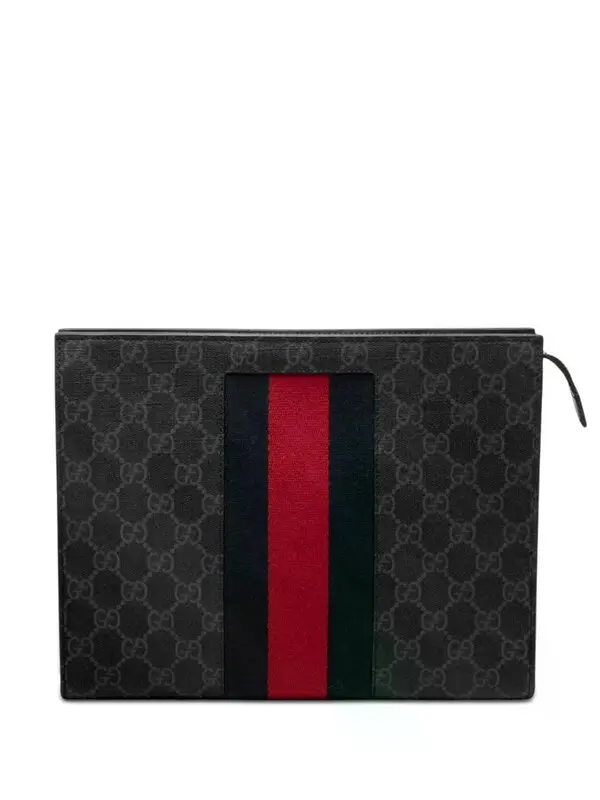 Gucci 2000-2015 Gg Supreme Web Clutch Bag - Black