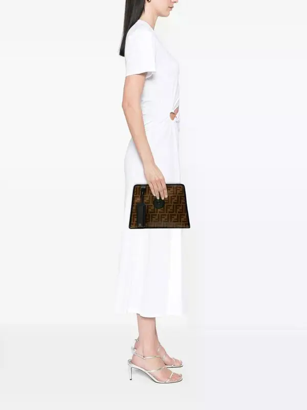 Fendi 2010-2026 Small Zucca Coated Canvas Peekaboo Defender Clutch Bag