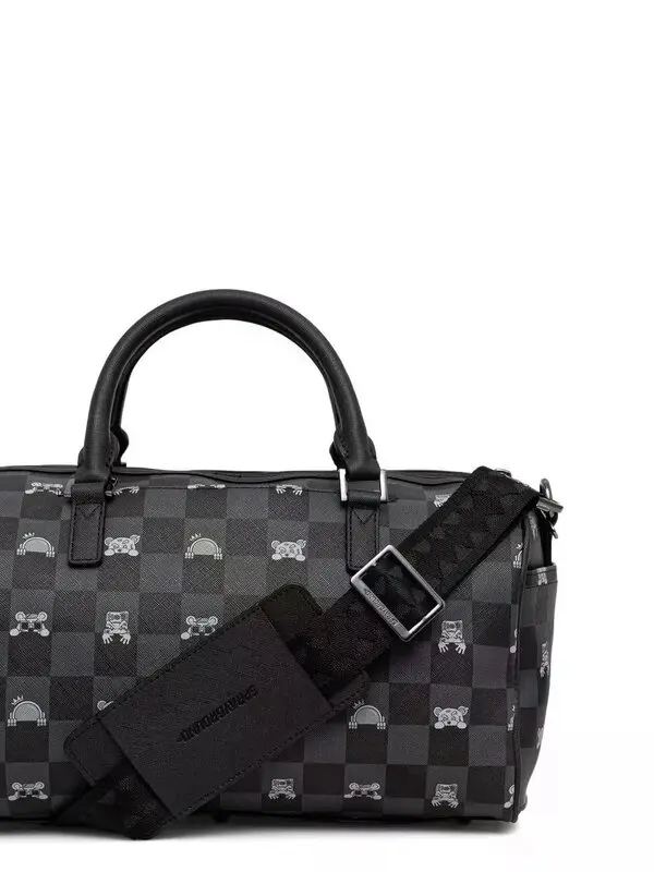SPRAYGROUND Check Pattern Shark Motif Duffle Bag - Black