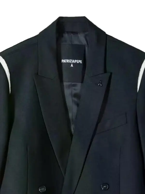 Patrizia Pepe Double-breasted Satin-trimmed Blazer