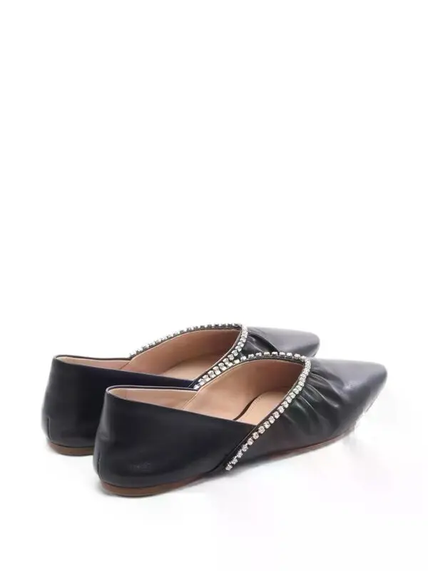 Miu Miu Rhinestone Pointed-toe Ballet Flats - Black