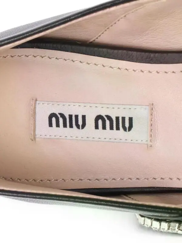 Miu Miu Rhinestone Pointed-toe Ballet Flats