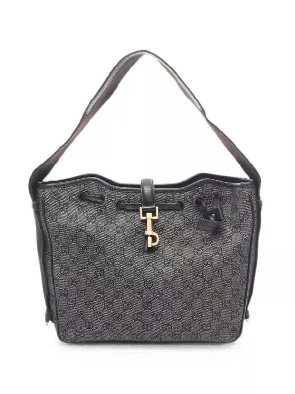 Gucci 2000s Gg-supreme Denim Shoulder Bag - Black