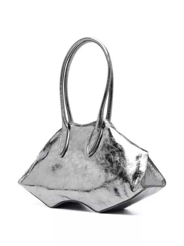 Alexander McQueen Manta Metallic Shoulder Bag - Silver