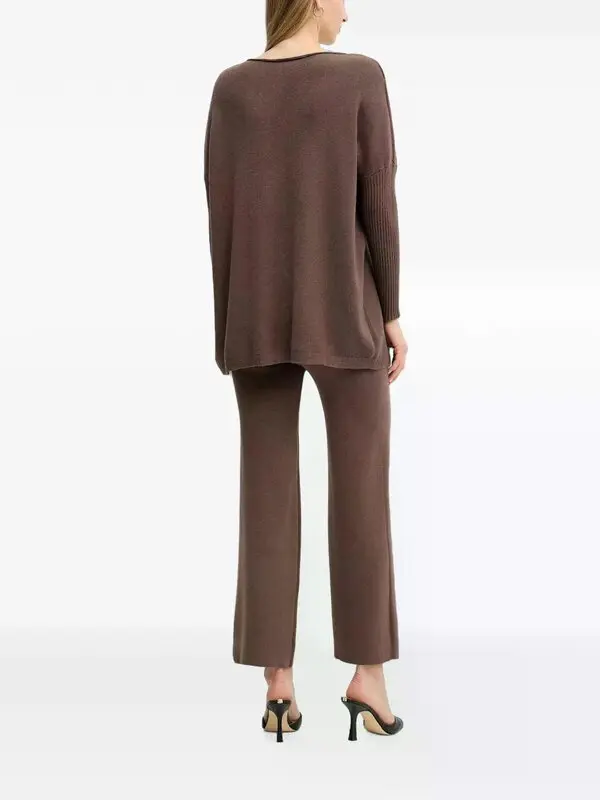 HAVEONE Ribbed Knit Sweater And Trouser Set