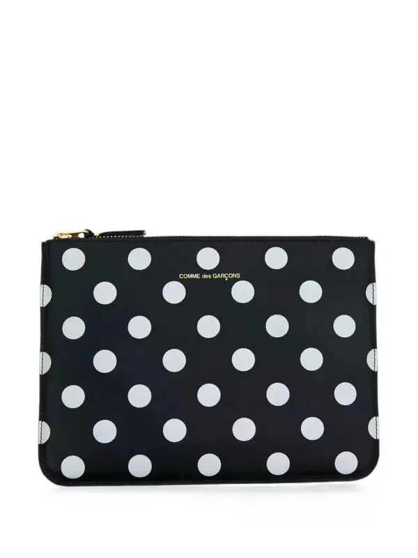 Comme Des Garçons Polka-dot Zip-top Pouch - Black