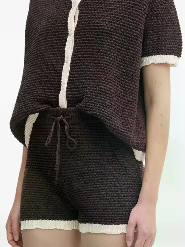 HAVEONE Contrast-trim Shorts And Shirt Set