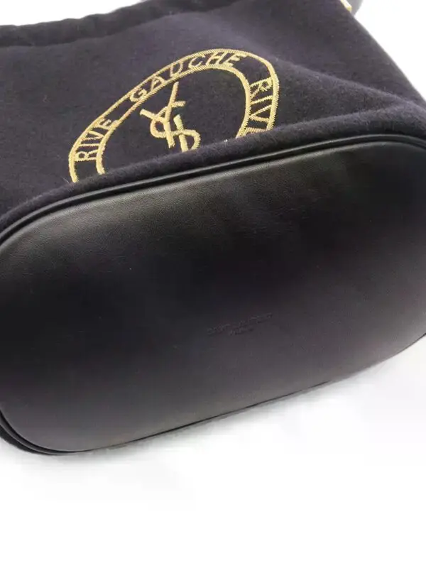 Saint Laurent Embroidered Logo Drawstring Bucket Bag