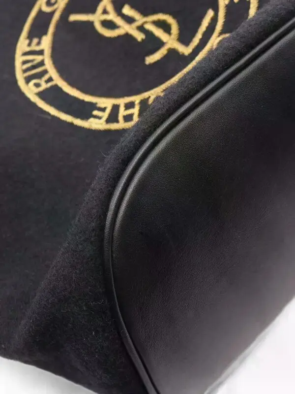 Saint Laurent Embroidered Logo Drawstring Bucket Bag