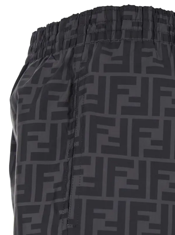 Fendi Swim Shorts With All-over Ff Motif - Gray