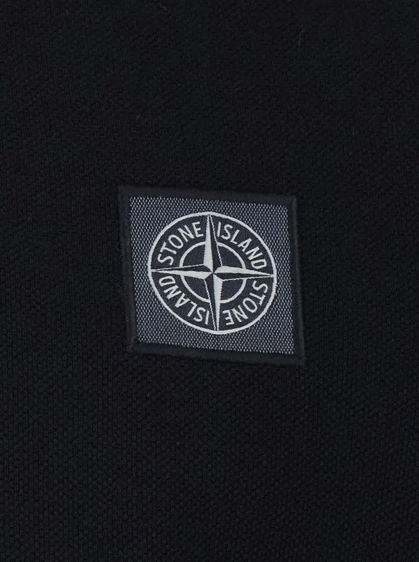 Stone Island Black Polo Shirt With Classic Collar And Logo Patch On The Front In Cotton - Multicolor
