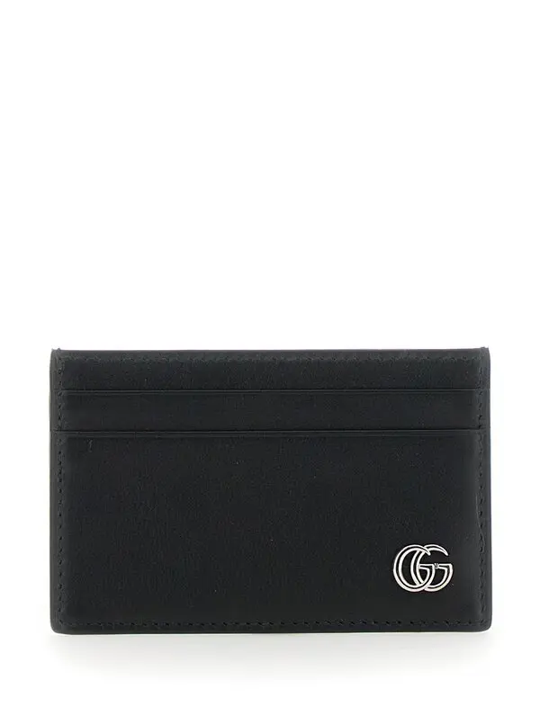 Gucci Cardholder With Gg Plate On The Front In Black Leather For - Multicolor