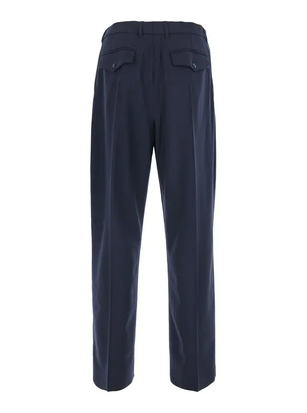 Casablanca Wool Trousers With Front Pleats And Logo Plate