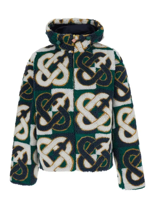 Casablanca Monogram Wool Blend Hooded Jacket - Multicolor