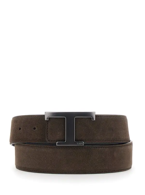 TOD'S Suede Belt With T Buckle Closure
