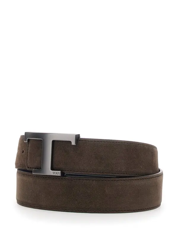 TOD'S Suede Belt With T Buckle Closure