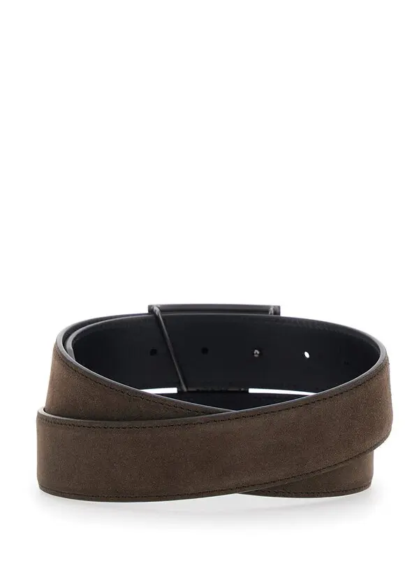 TOD'S Suede Belt With T Buckle Closure