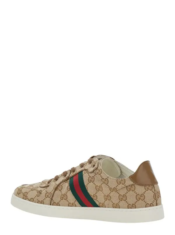 Gucci Gg Canvas Low Top Sneakers With Web Detail
