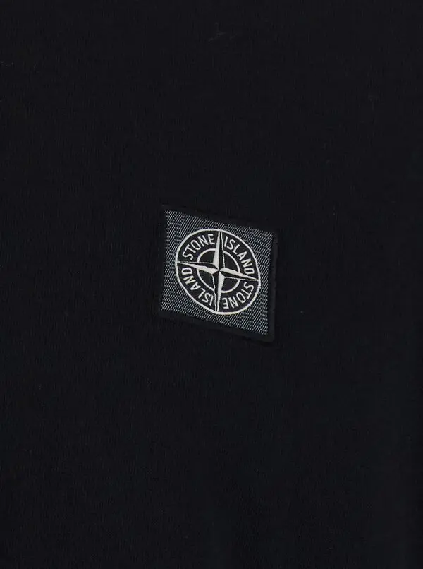 Stone Island Crew Neck Heavyweight With Short Sleeves And Patch, Tech Fabric - Black