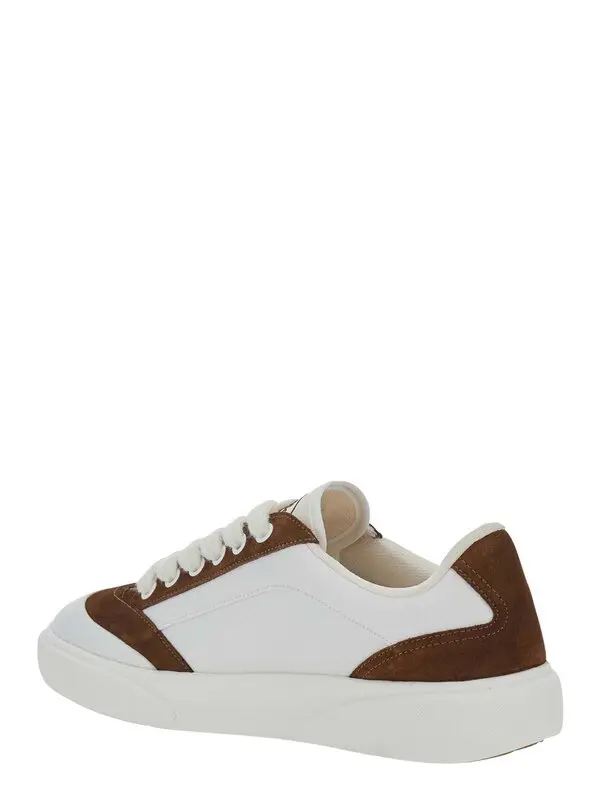 Casablanca Leather And Tech Fabric Sneakers With Embossed Logo - Multicolor