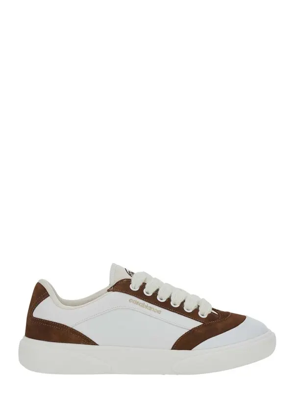 Casablanca Leather And Tech Fabric Sneakers With Embossed Logo - Multicolor
