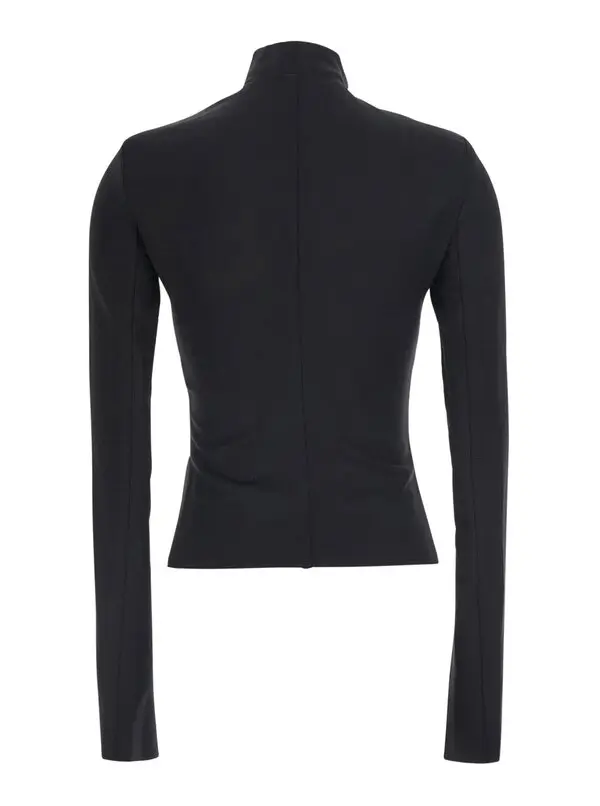 Rick Owens Black Cropped Jacket With High Collar And Asymmetrical Zip Closure - Multicolor