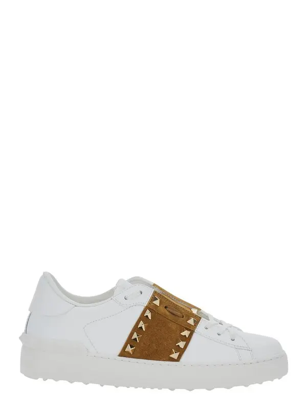 Valentino Garavani Rockstud Untitled Leather And Suede Sneakers - Multicolor