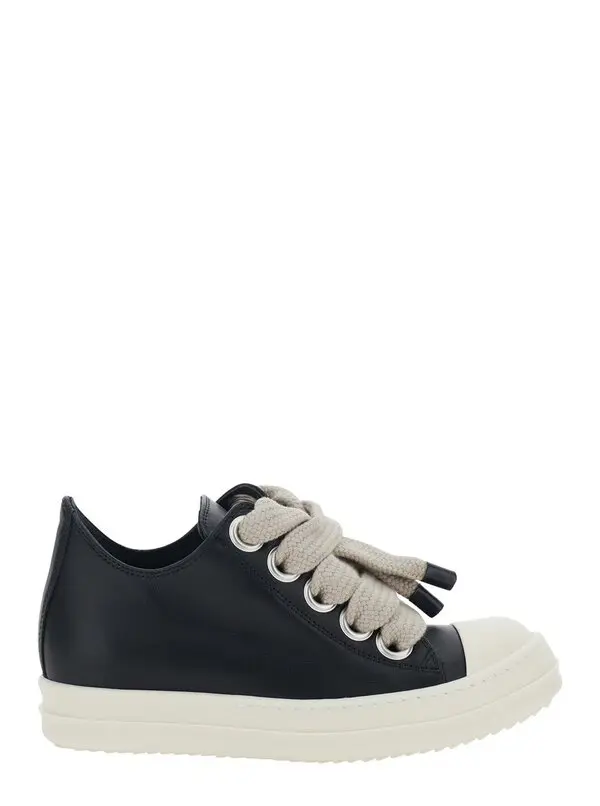 Rick Owens Jumbolace' Black Low Top Sneakers With Oversized Laces And Chunky Sole In Leather For - Multicolor