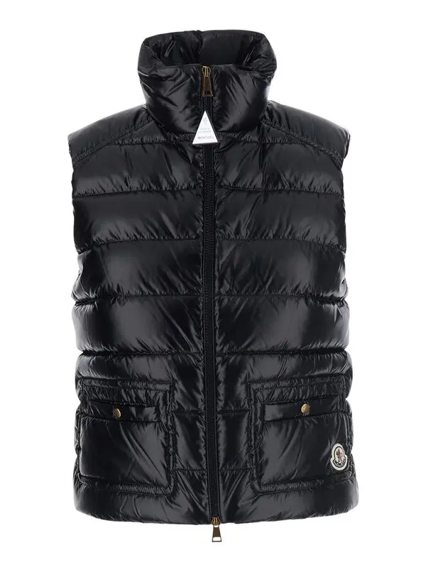Moncler Frelon' Black Vest With Logo Patch On The Front And Logo Plate On Zipper In Tech Fabric For - Multicolor