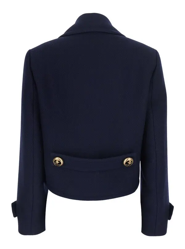 Balenciaga Cropped Wool Jacket With Notched Revers And Halfbelt - Multicolor