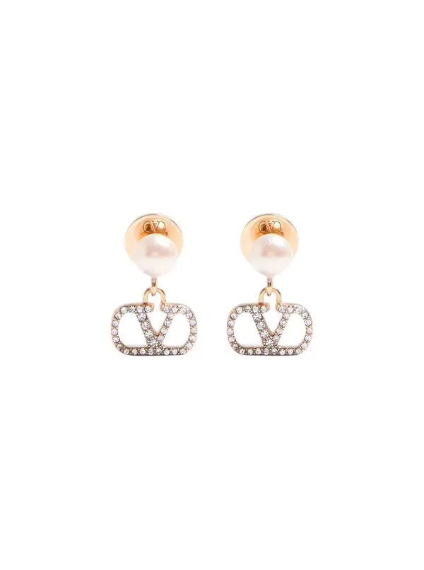 Valentino Garavani Metallic Earrings With Pearls And Rhinestones - Silver