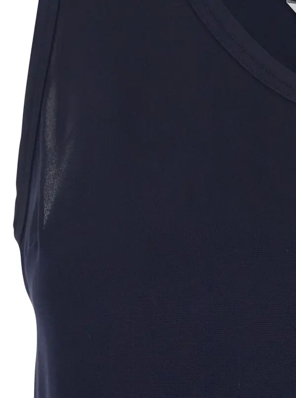 Max Mara Sleeveless Silk Top With Embroidered Logo
