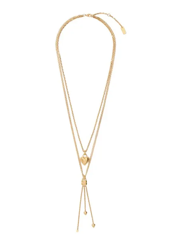 Chloé Gold Brass Multi-layer Necklace With Logo Pendant - Multicolor