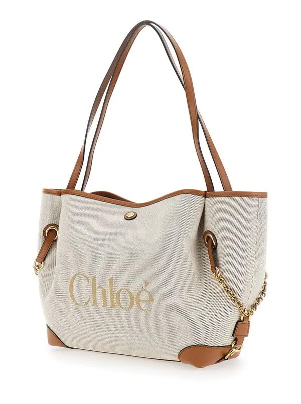 Chloé Clover" Cotton Tote Bag With Logo - Multicolor