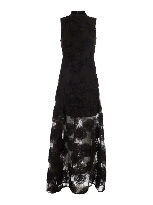 ROTATE BY BIRGER CHRISTENSEN Sleeveless High Collar Embroidered Dress - Multicolor
