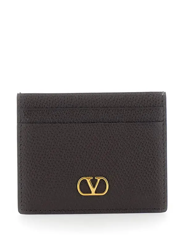 Valentino Garavani Brown Cardholder With Vlogo On The Front In Leather For - Multicolor
