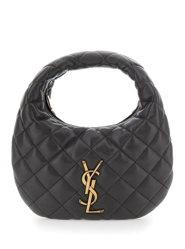 Saint Laurent Quilted Leather Handbag With Cassandre Plate - Gray