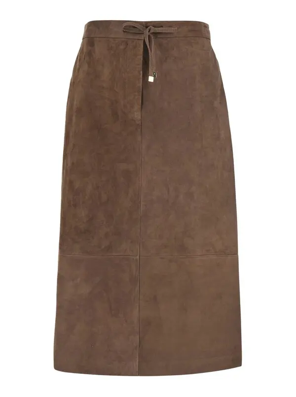 Max Mara Gazza Suede Midi Skirt - Multicolor