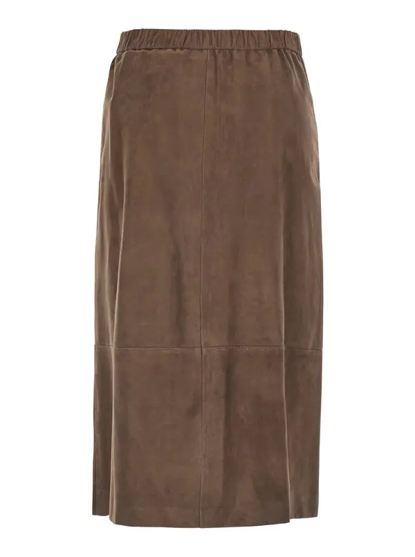 Max Mara Gazza Suede Midi Skirt - Multicolor