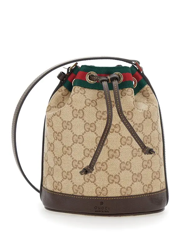 Gucci Gg Canvas And Leather Crossbody Bag With Web Stripe Detail - Multicolor