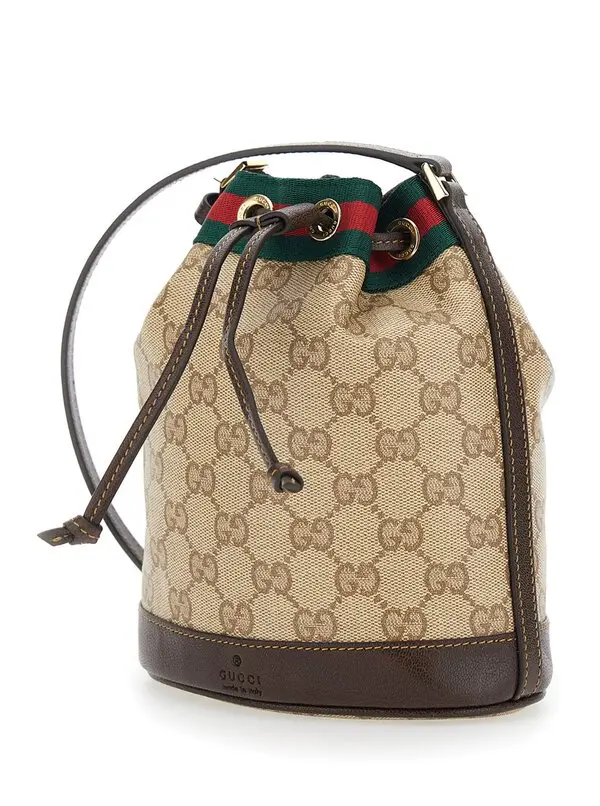 Gucci Gg Canvas And Leather Crossbody Bag With Web Stripe Detail - Multicolor