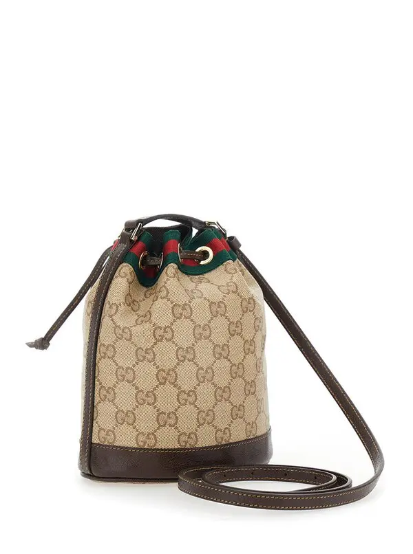 Gucci Gg Canvas And Leather Crossbody Bag With Web Stripe Detail - Multicolor