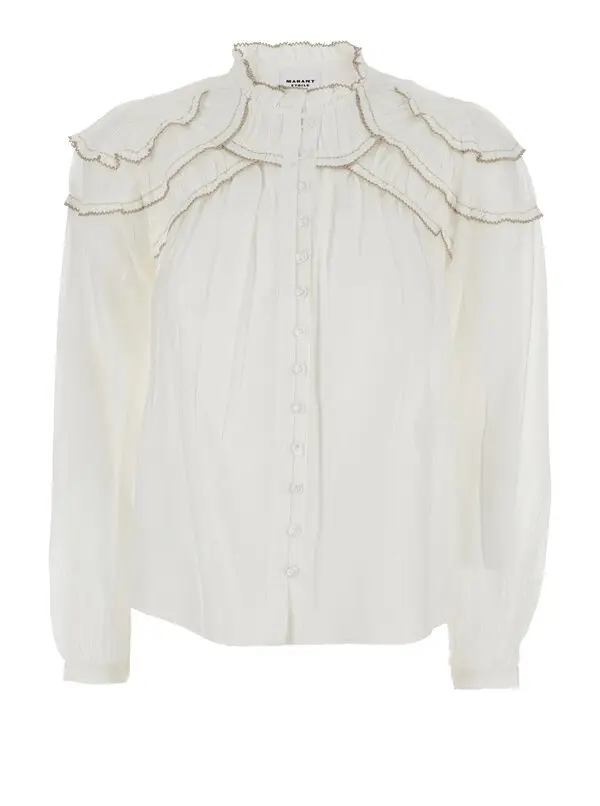 Isabel Marant Étoile Christa' High Collar Cotton Blend Blouse - Multicolor